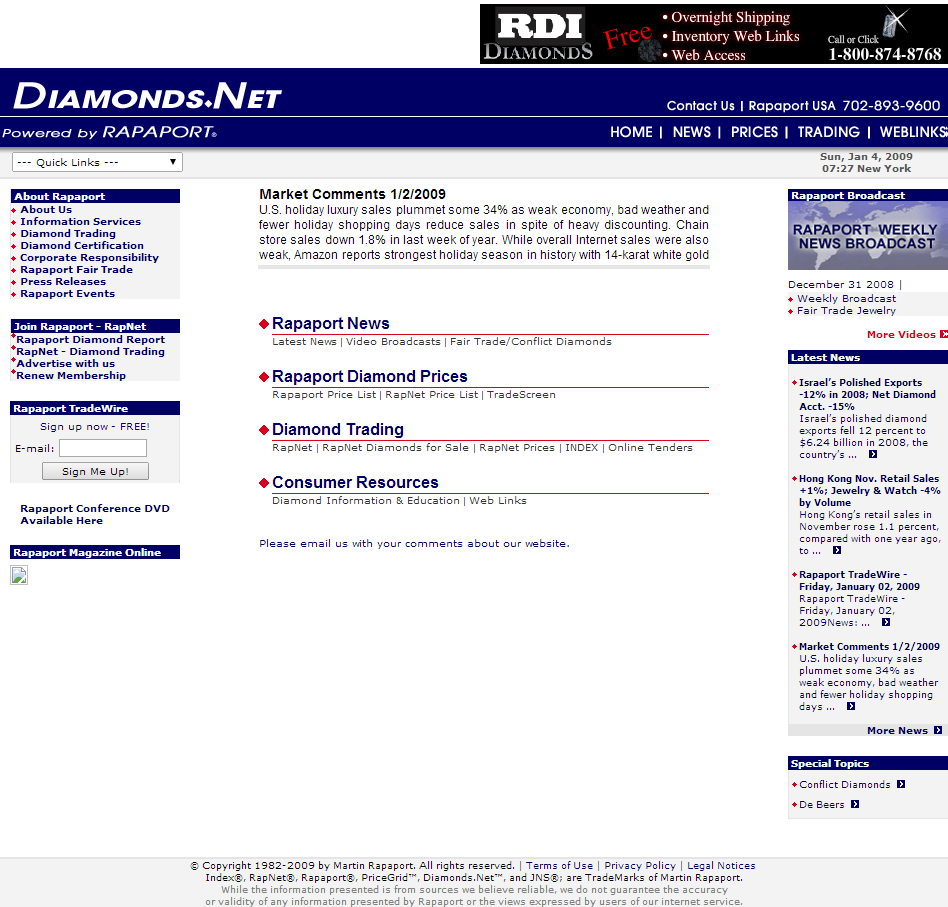 Diamonds.Net | YKWEB | website development, seo, ui/ux, and data analysis